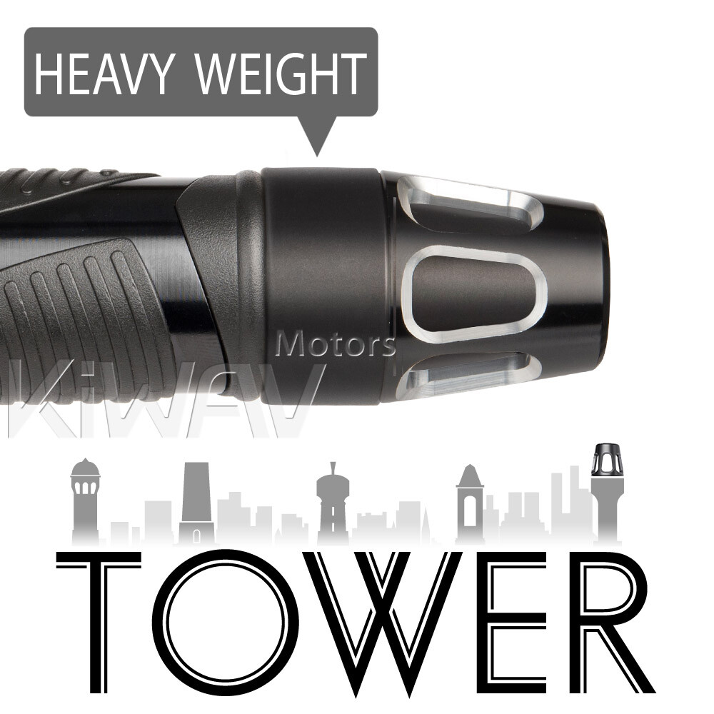 Magazi aluminum bar end weights Tower style silver & black + black base ...