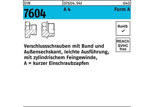 Reyher Verschlußschraube DIN 7604 m.Bund AM 10 x 1 A 4 | eBay.de