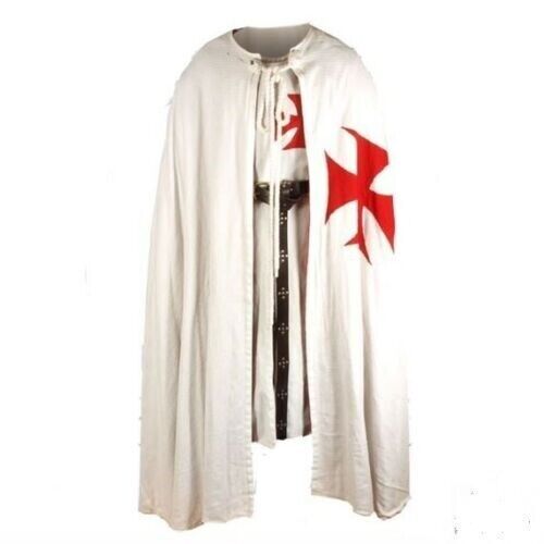 Medieval Tunic & Hooded Cloak Knights Templar Costume Renaissance Dress ...