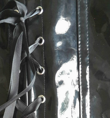 Sexy Women PVC Basque Lace Up Dress Bodycon Boned Corset Costume Shaper ...