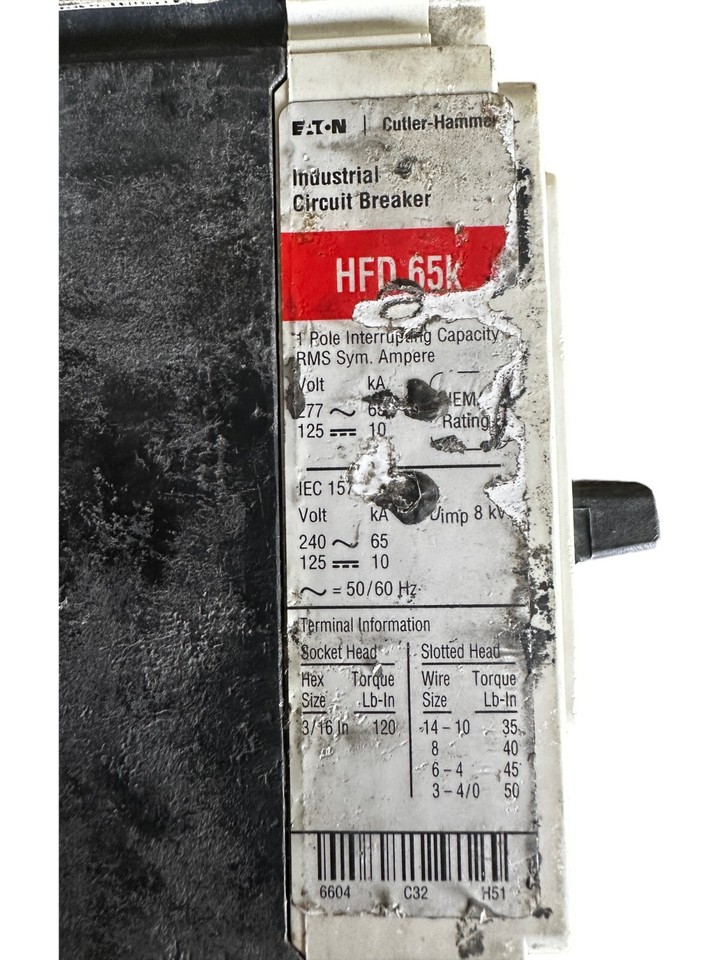 Eaton Cutler Hammer HFD1020 Industrial Grade Circuit Breaker (1 Pole ...