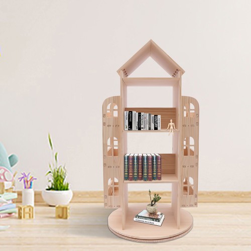 Wood Rotating Bookshelf 360 Display Floor Standing Bookcase Storage ...