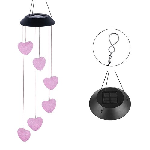 LUMIRO Outdoor Solar Heart Shaped Decorative Wind Chime - Pink | eBay ...