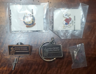 Vintage Lot Of 5 Duckpin Bowling Lapel Pins Tie Pins & Keychain NDBC ...