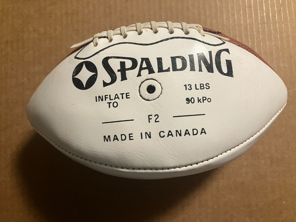 CFL AUTOGRAPH FOOTBALL, SPALDING, CALGARY STAMPEDERS LOGO, SOME FADED ...