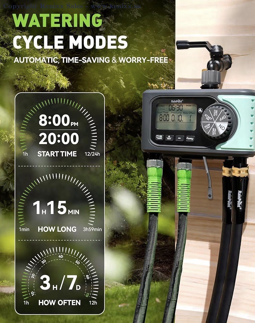 RAINPOINT Sprinkler Timer, 4 Outlets Hose Timers, 4 Zone Water Timer | eBay