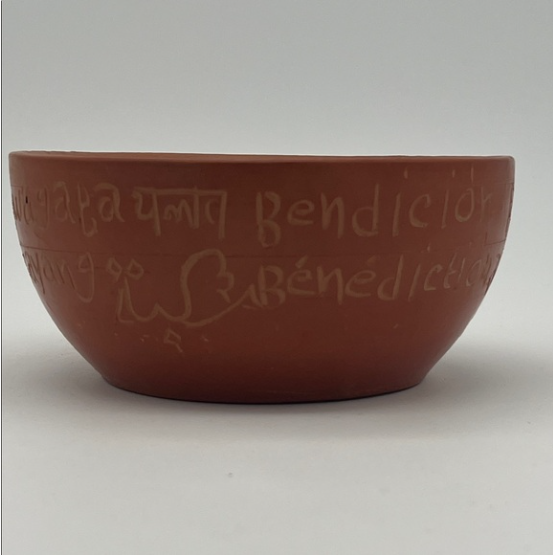 Handmade Terracotta Bowl with Incised Script | Studio Pottery | 3” Tall ...