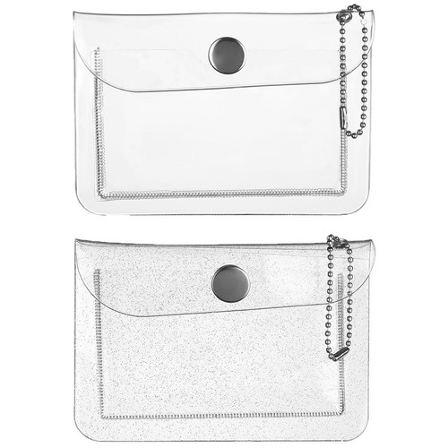 2Pcs Women Girls PVC Transparent Coin Purse Card Pouch Wallet Card Bag ...