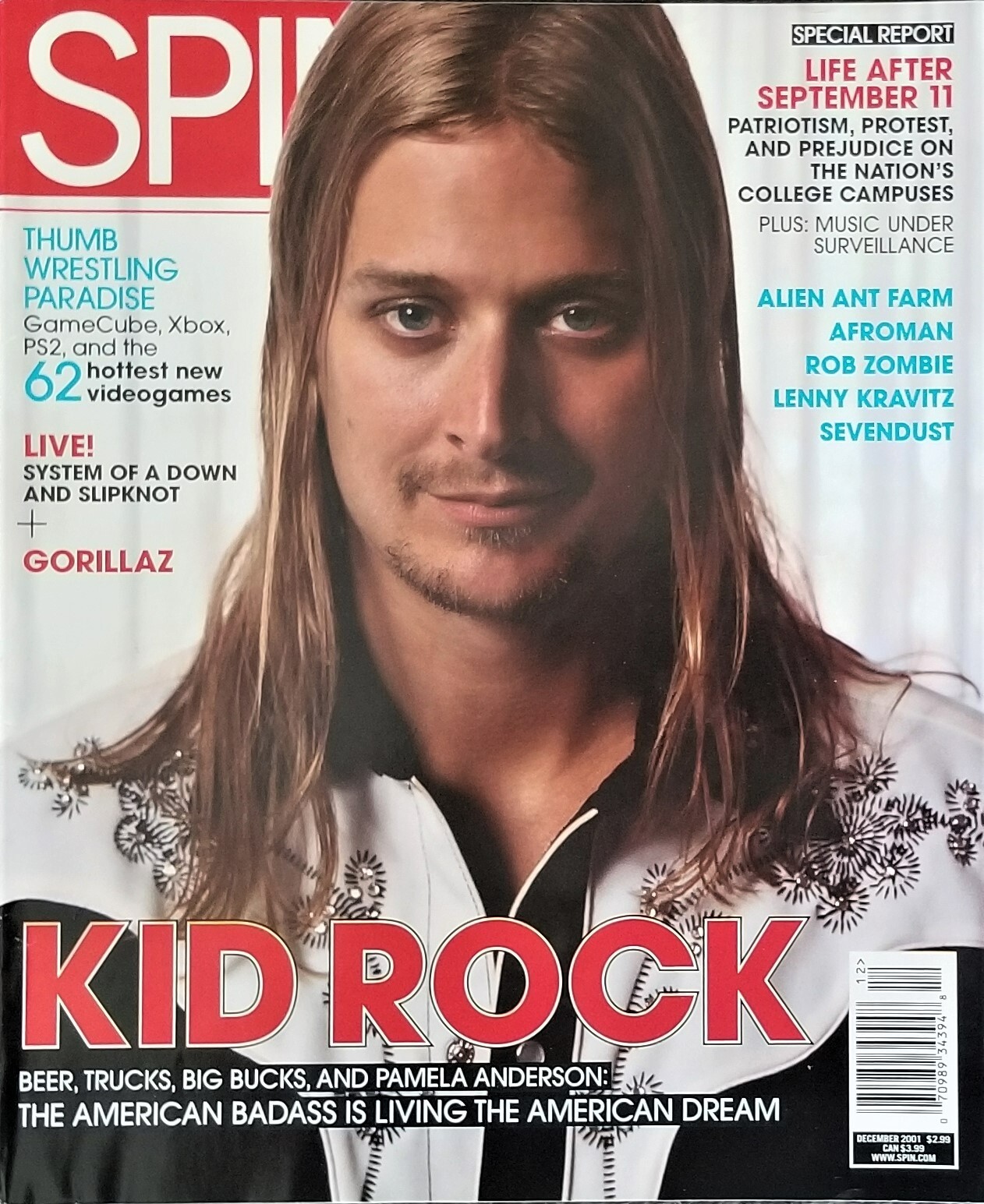 SPIN MAGAZINE, DECEMBER 2001 - KID ROCK - THE RUNAWAYS - GORILLAZ ...