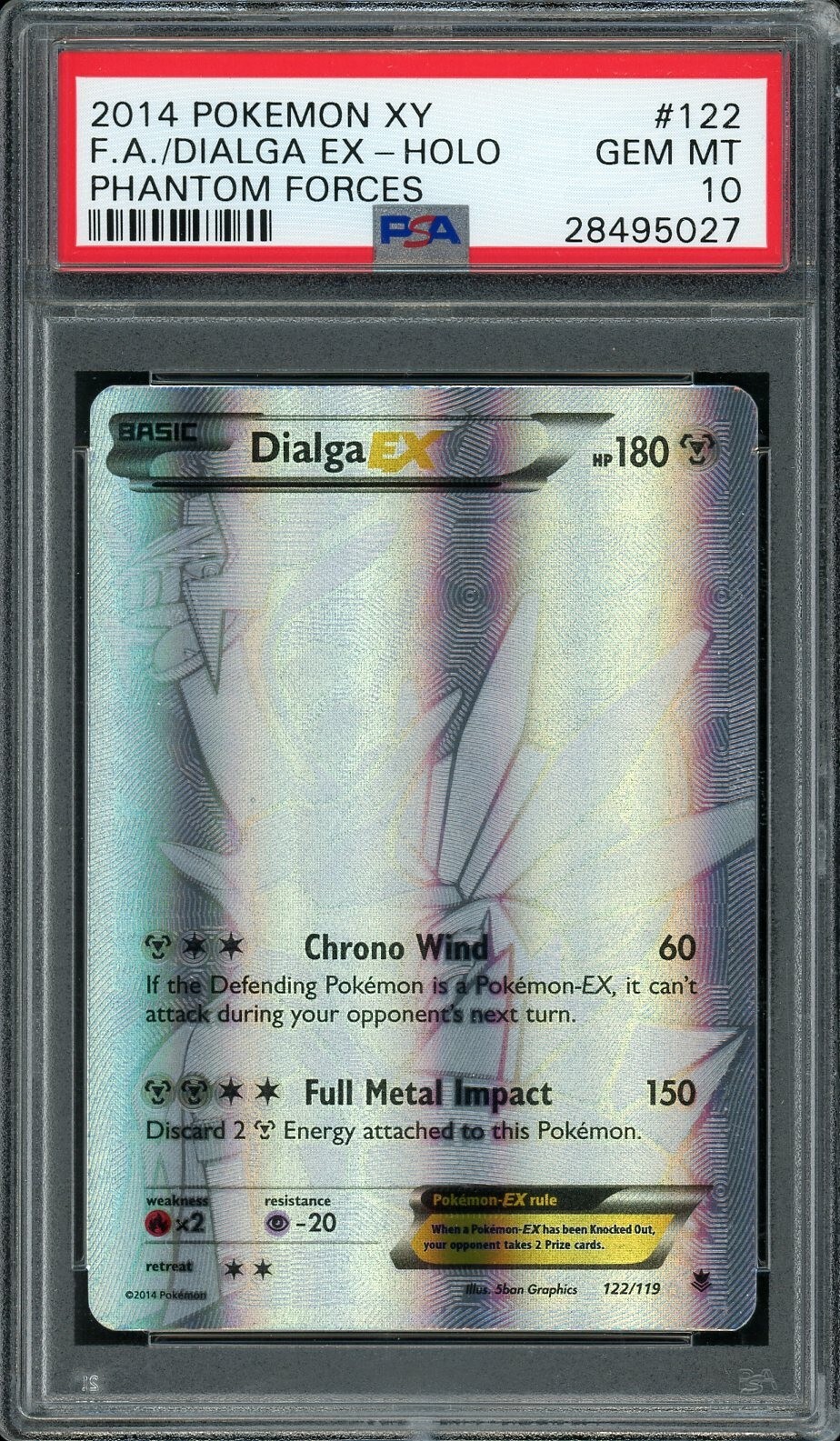 2014 Pokemon Phantom Forces #122 Dialga EX Full Art Holo PSA 10 GEM ...