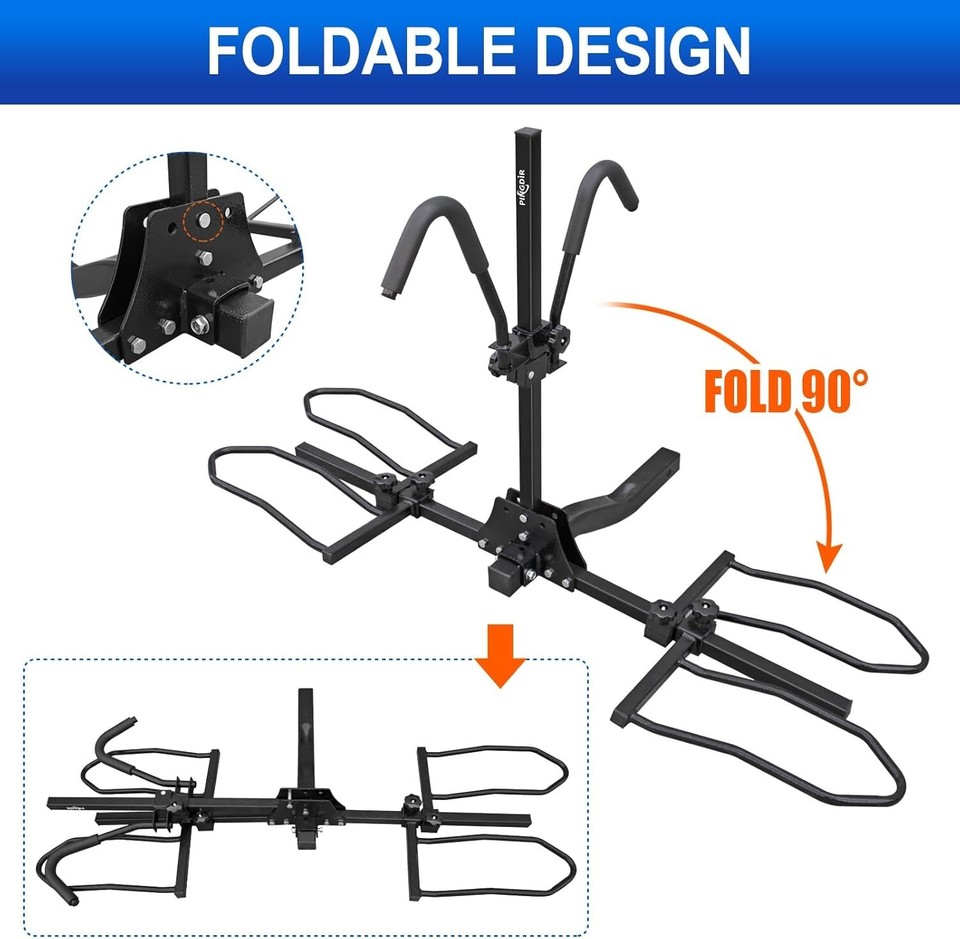 2 Fat Bike Rack Carrier Vehicle Mount Truck Hitch Heavy Duty Folding w ...