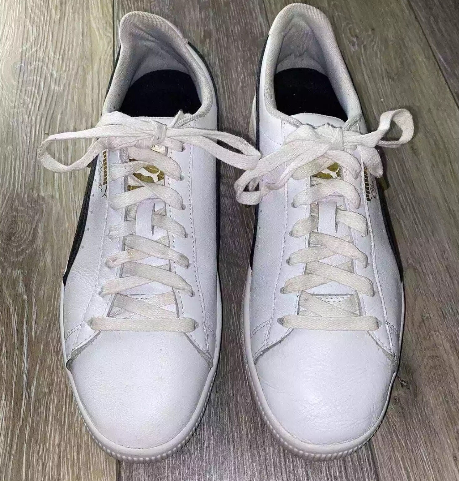 Puma Classic Clyde Leather White Black Gold Sneaker S… - Gem