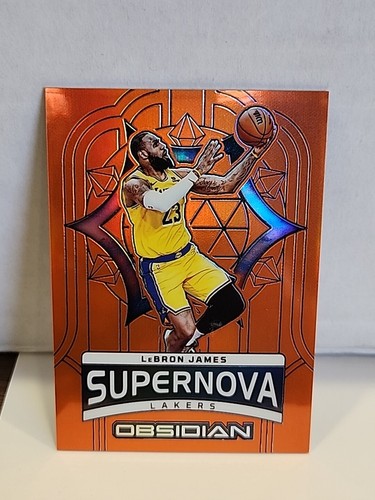 LEBRON JAMES ORANGE FLOOD /75 2023-24 PANINI OBSIDIAN SUPERNOVA LAKERS ...