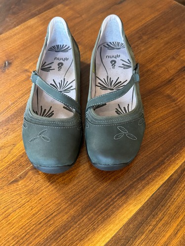Ahnu Gracie Women's Size 8.5 Gray Leather/Suede Embroidered Mary Jane ...