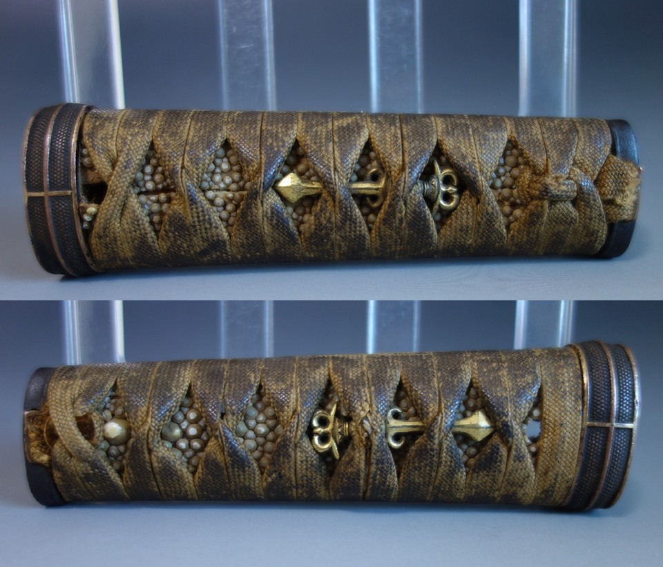 Tsuka handle hilt saber menuki tessen flower kashira samurai sword ...
