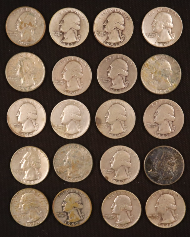 Lot of 20 - Silver Washington Quarters (1940-1964) - G-AU - Nice ...