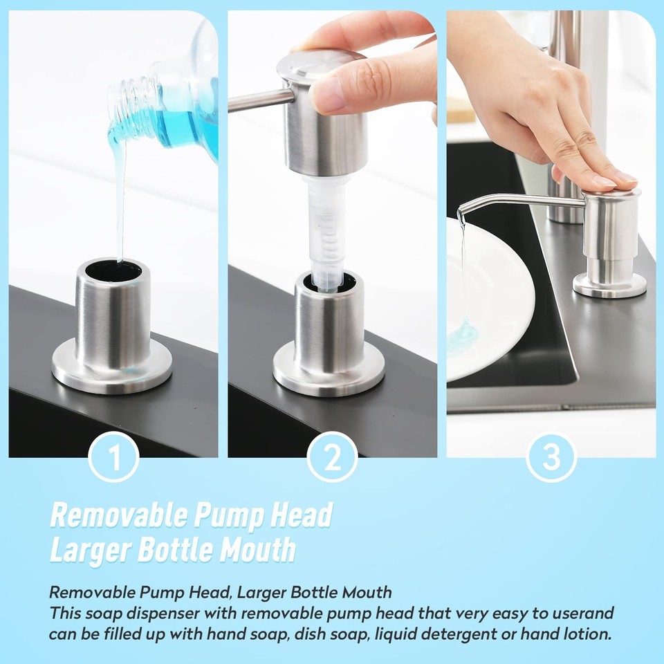 CREA Kitchen Sink Soap Dispenser Countertop for Kitchen Sink, Stainless ...