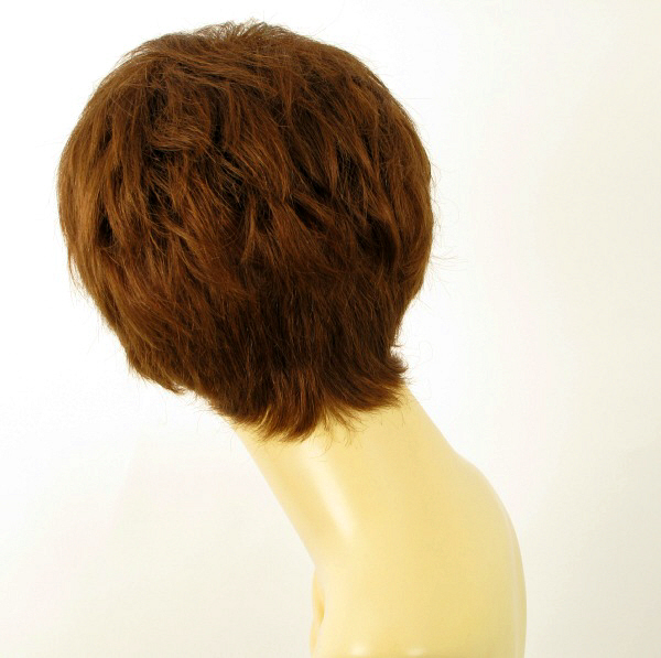 perruque femme 100% cheveux naturel châtain clair cuivré ref AUDREY 30 ...