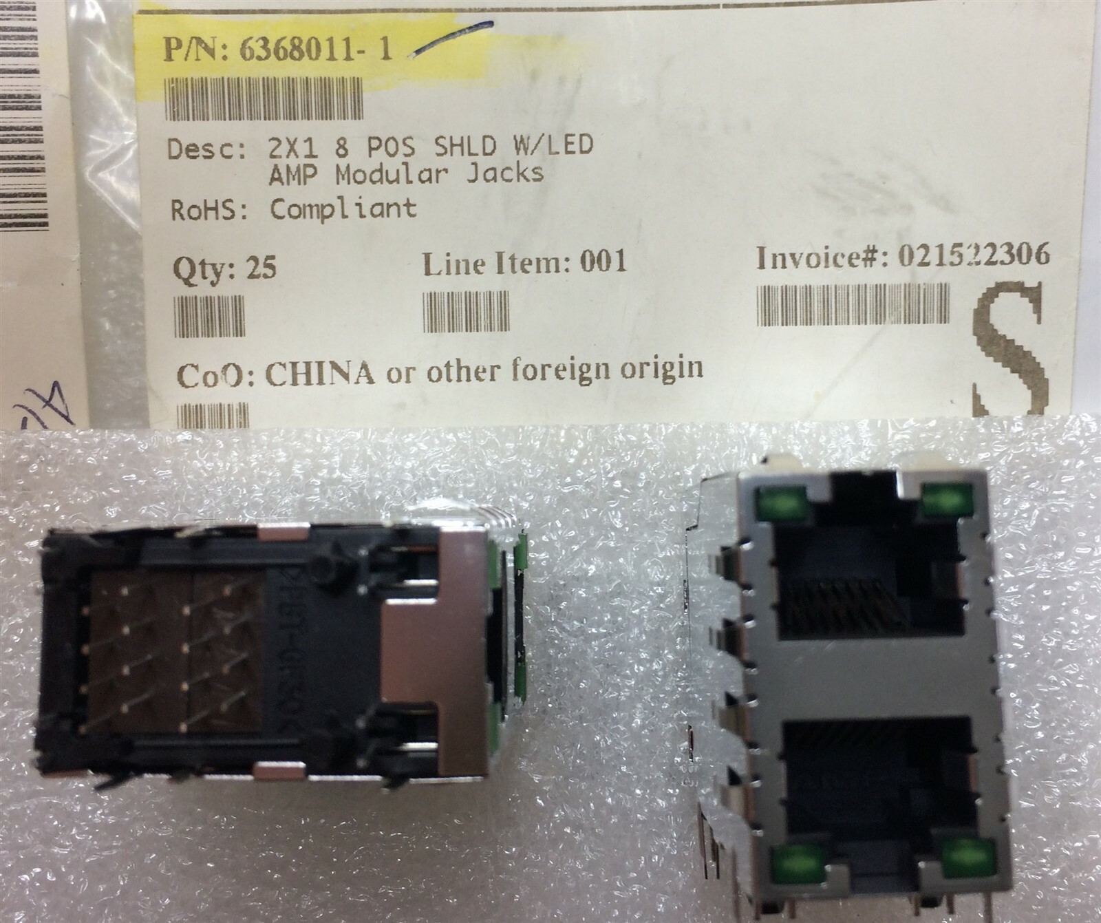 6368011-1 TYCO CONN MOD JACK 8P8C R/A SHIELDED ROHS 1 UNIT | eBay