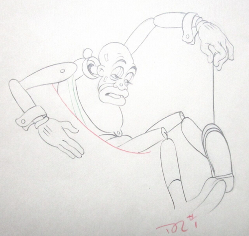 STEPIN FETCHIT 1935 WALT DISNEY ORIGINAL PRODUCTION cel DRAWING black ...