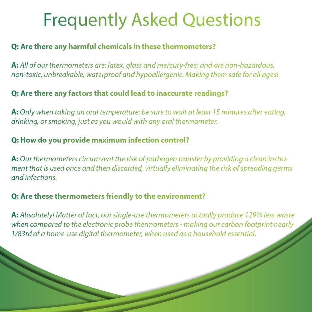 NexTemp Disposable Thermometer - Individually Wrapped Single Use - 100 ...