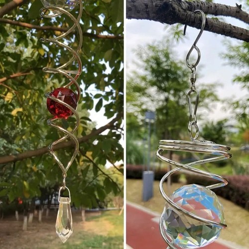 Yard Ornament Spiral Tail Indoor Outdoor Hanging Crystals Gazing Ball ...