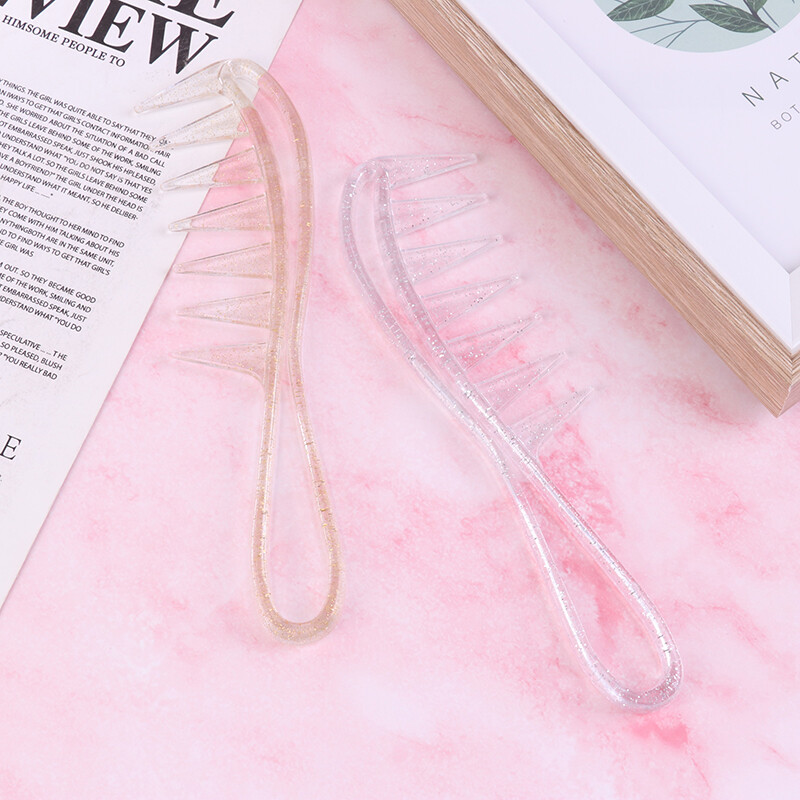 Wide Tooth Shark ABS Comb Curly Hair Salon Hairdressing Comb Hollow C ...