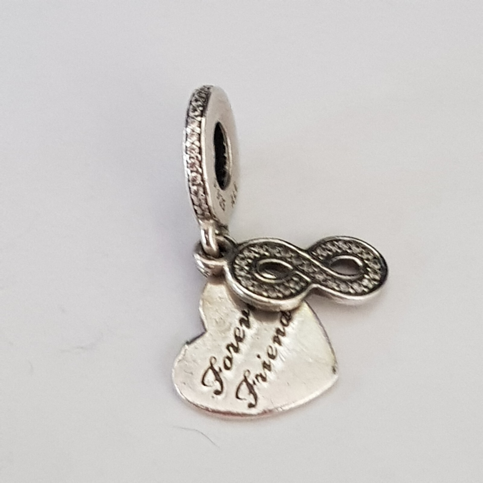 Authentic PANDORA Silver Forever Friends Heart Hanging Charm - 791948CZ ...
