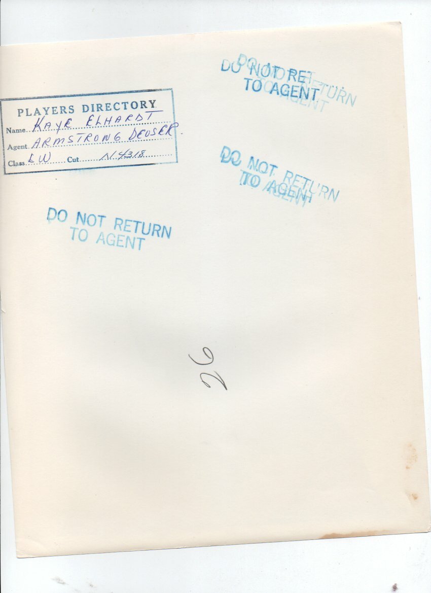 KAYE ELHARDT ORIGINAL 8X10 PHOTO 1960's PLAYER'S DIRECTORY PORTRAIT | eBay