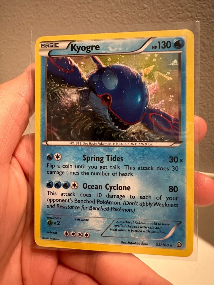 Kyogre Primal Clash 53/160 Cracked Ice Glass Holo Pokemon Card NM 0401 ...