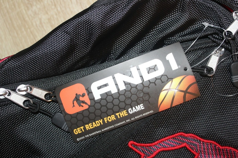 AND1 Black/Red Basketball Backpack Supports Up To 50lbs Laptop Sleeve 4 ...