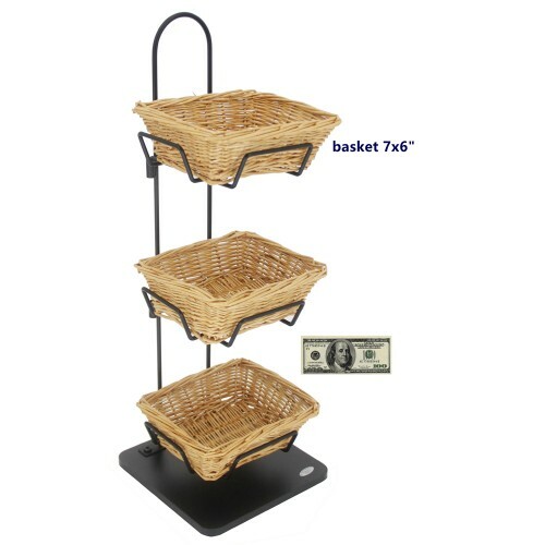 3 Tier Wicker Basket Stand Market Rack Countertop Condiment Organizer ...
