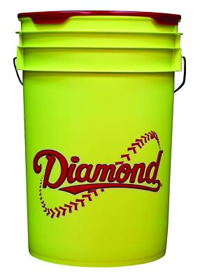 Diamond 6 Gallon Yellow Baseball / Softball Ball Bucket With Padded Red ...