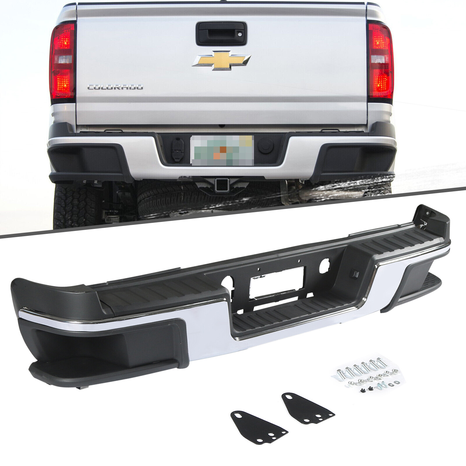 Fit For 2015-19 Chevy Colorado W/o Sensor Holes Chrome Steel Rear Step ...