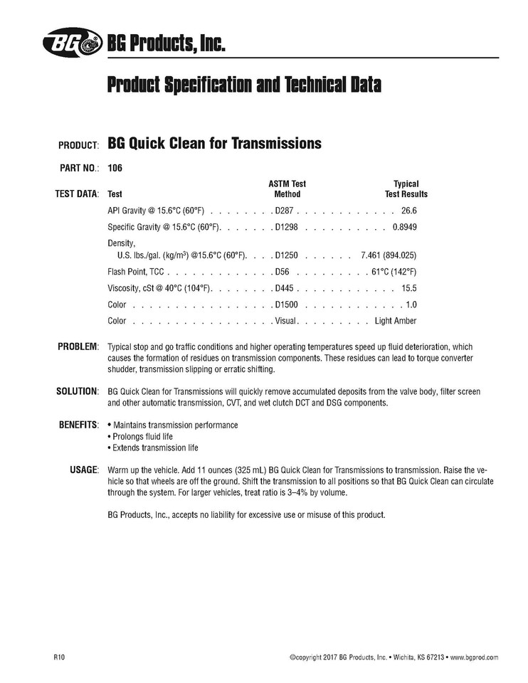 BG Quick Clean for Transmissions PN 106 (1) | eBay