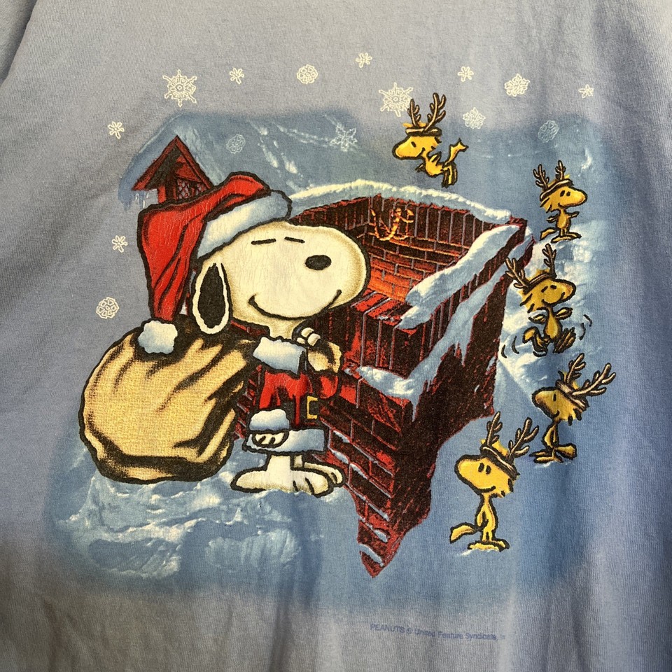 Vintage Peanuts Christmas Snoopy XL Shirt Charlie Brown Graphic Santa ...