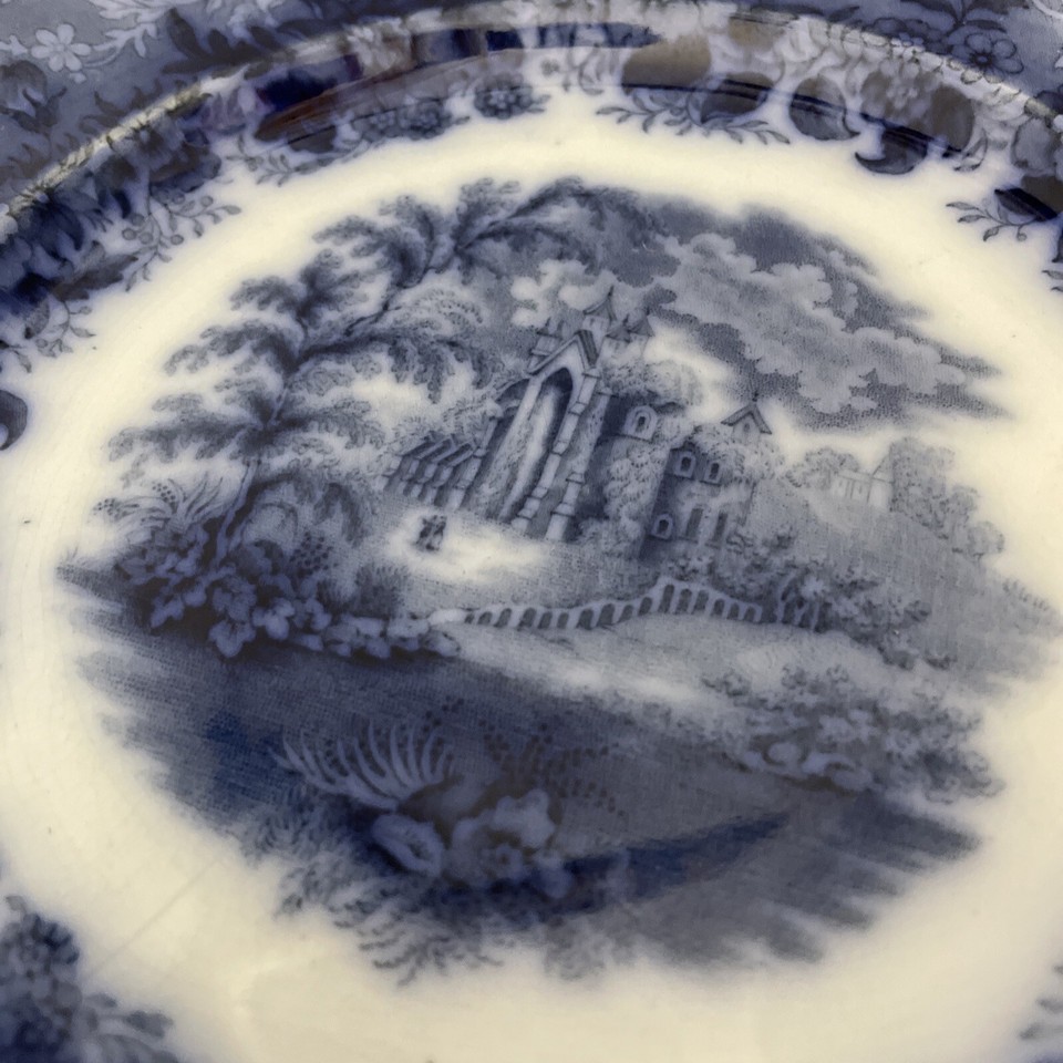 Antique Flow Blue/Transferware Dinner Plate “Old Castle” W Mark England ...
