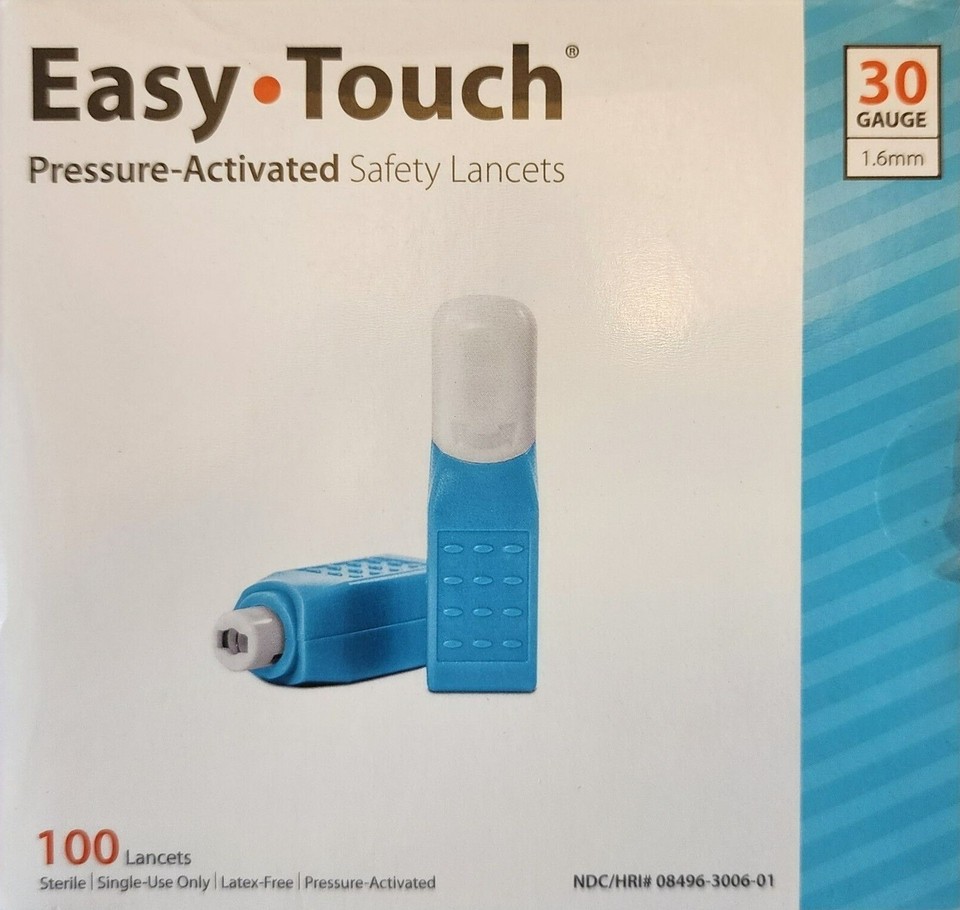 Easy Touch Pressure Activated Safety Lancets Sterile Latex-Free 30 ...