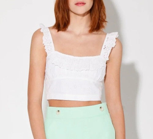 NWT Walter Baker Nyla Cotton Eyelet Crop Top $148 - White - XL | eBay