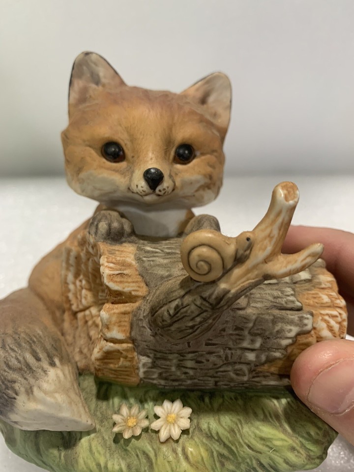 Vintage HOMCO Fox & Snail Masterpiece Porcelain Figurine 1986 Signed | eBay
