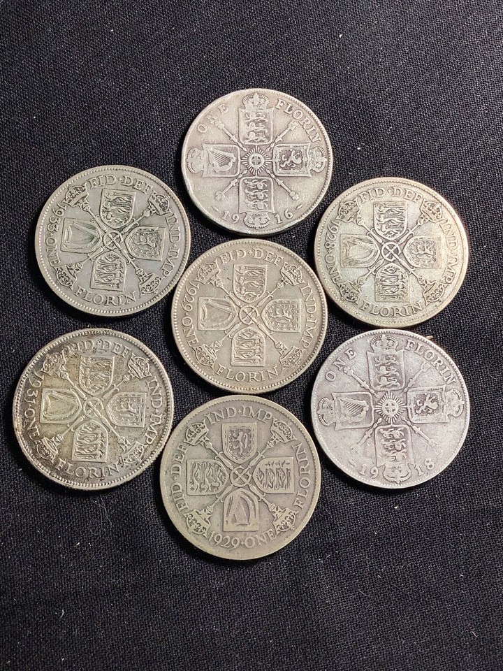 Lot of 7 .5 Silver Florin coins of the United Kingdom, King George V | eBay