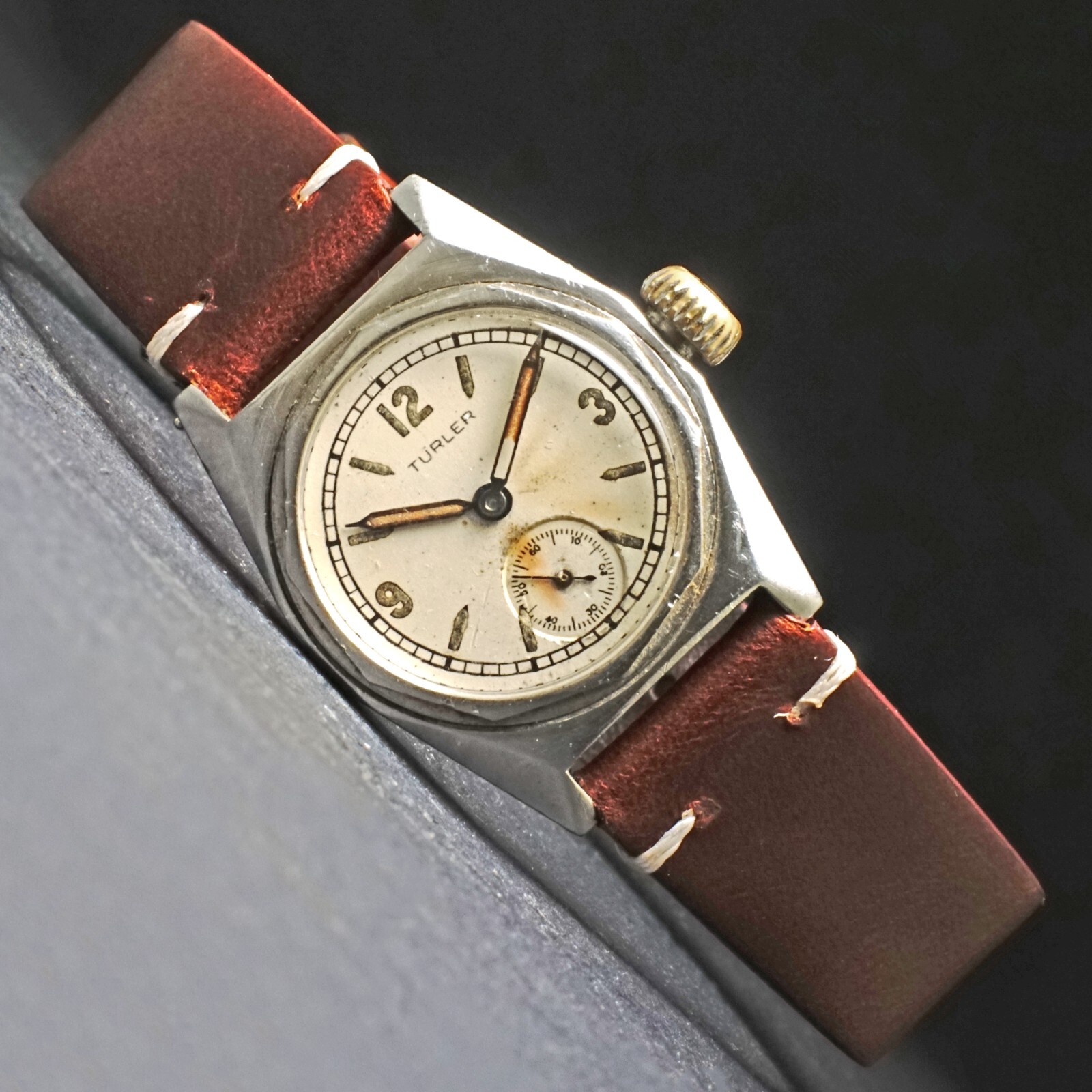 Rare 1927 Longines Turler Stainless Steel Screw-Back … - Gem