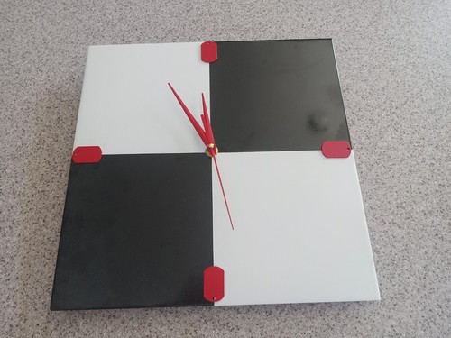 CERAMIC TILE "BLACK & WHITE" ABSTRACT WALL CLOCK BY GREG SMITH | eBay