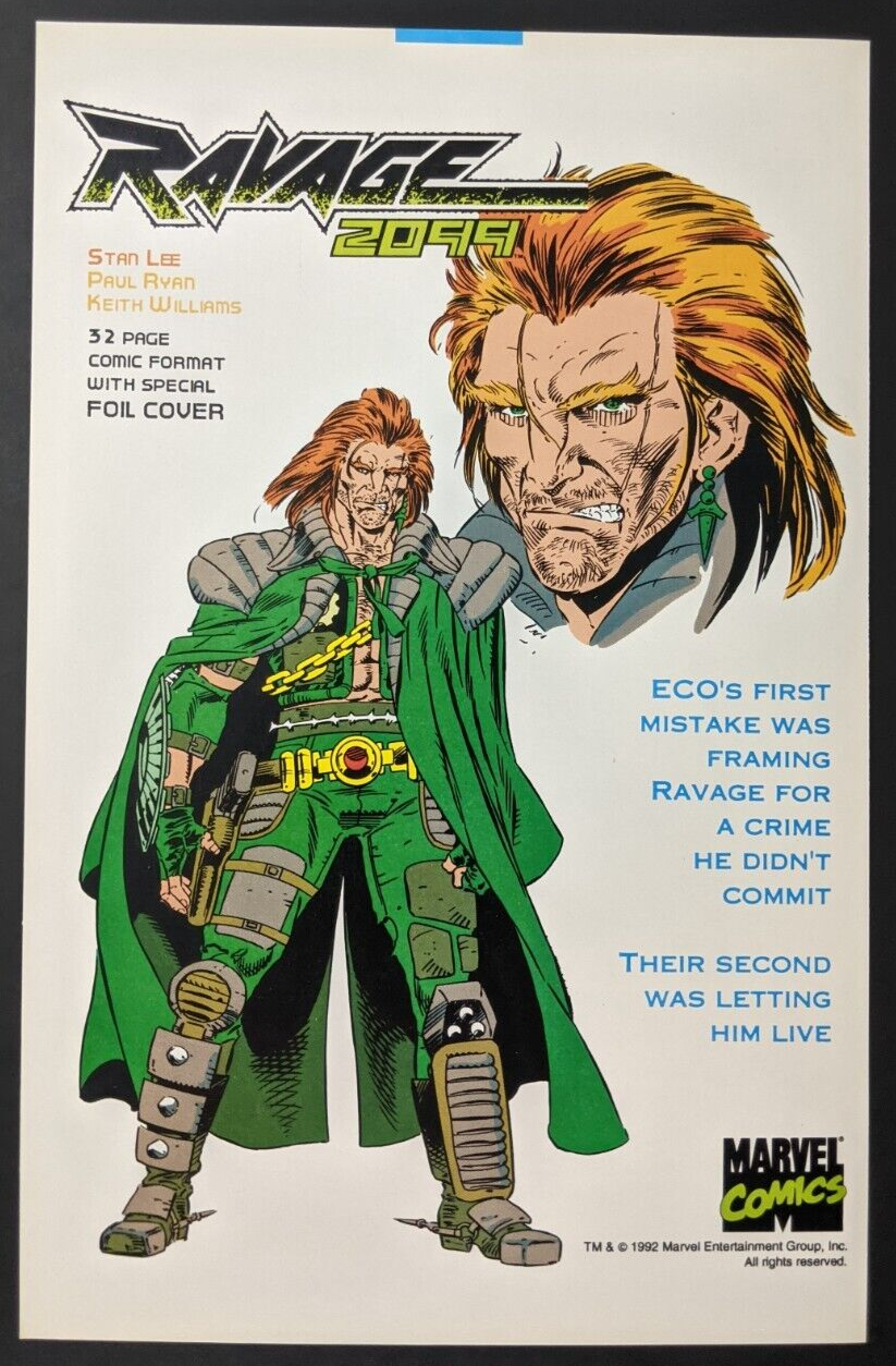Ravage 2099 Print Ad Comic Poster Art PROMO Original Stan Lee Paul Ryan ...