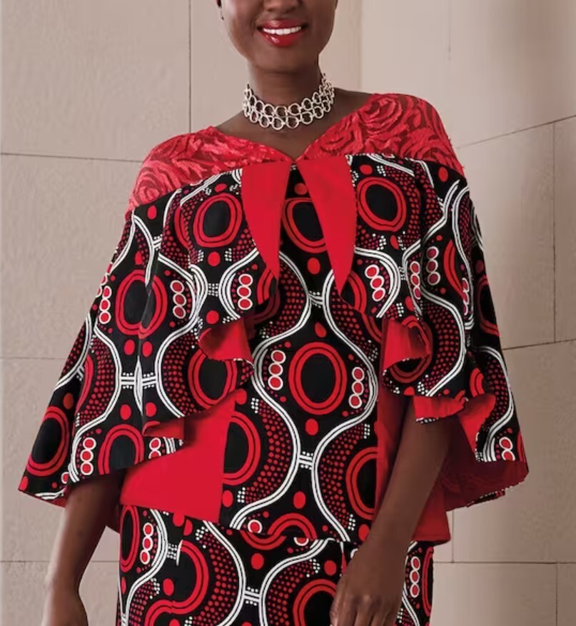 Size 18W Ashro Karasi Afrocentric Ethnic Red Black Multi Color Skirt ...