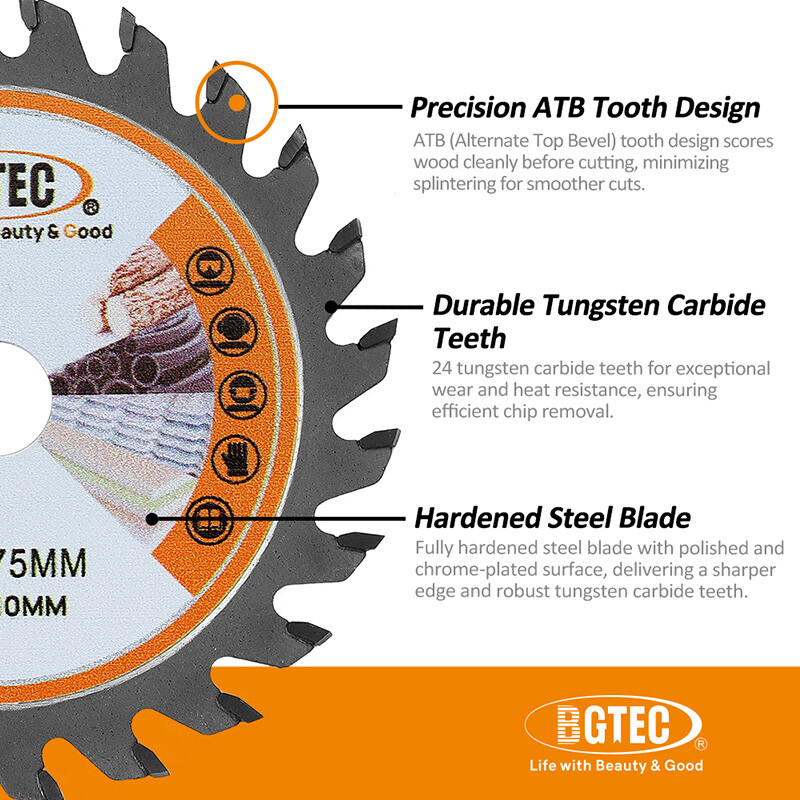 Saw Blade 3''/75mm TCT Carbide Wood Cutting Disc TCT 24T Cut-off Wheel ...