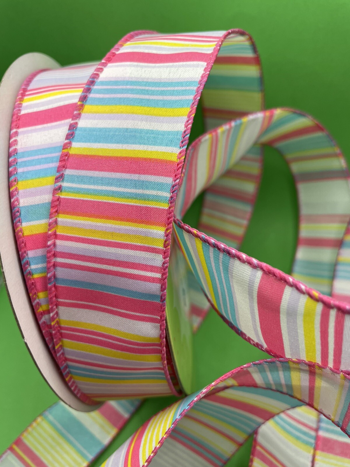 Spring Striped Pastel Wired Edge 1-1/2" X 10 Yards Premium Ribbon ...