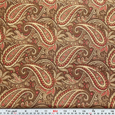 Gentry for Moda Red Brown Paisley Cotton Fabric by the HALF YARD 18" x ...