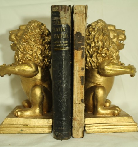 lot 2 rare antique old Latin Books school readers black leather ...