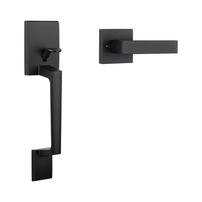 Matte Black Front Door Handle Single Cylinder Exterior Door Entry ...